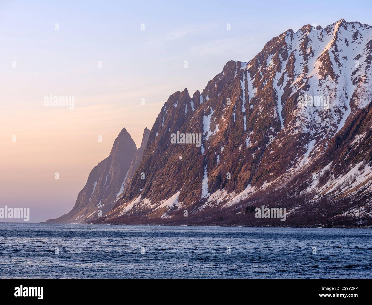 Coast at Ersfjord. The Senja island during winter in the north of ...