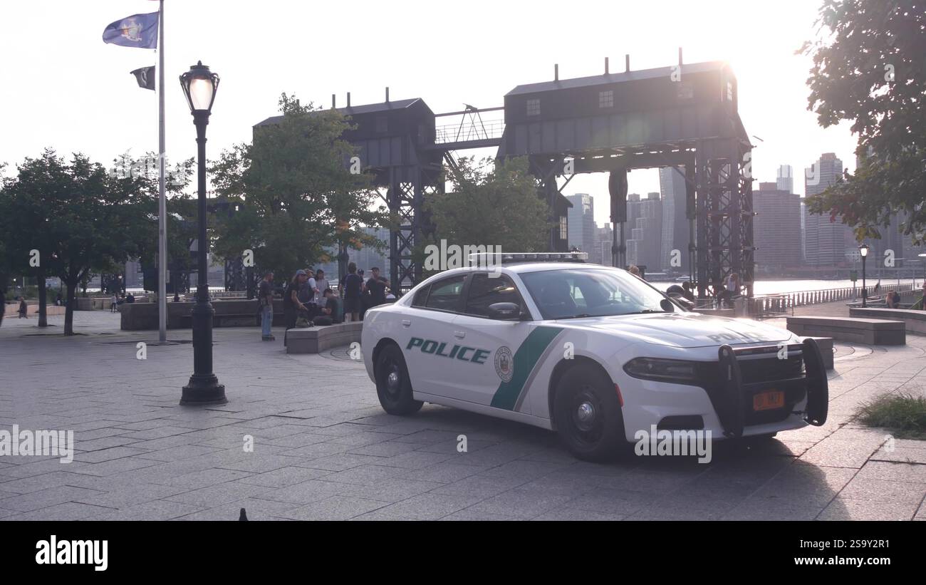 New York City, United States - 31 Aug 2023: Police patrol car, Long ...