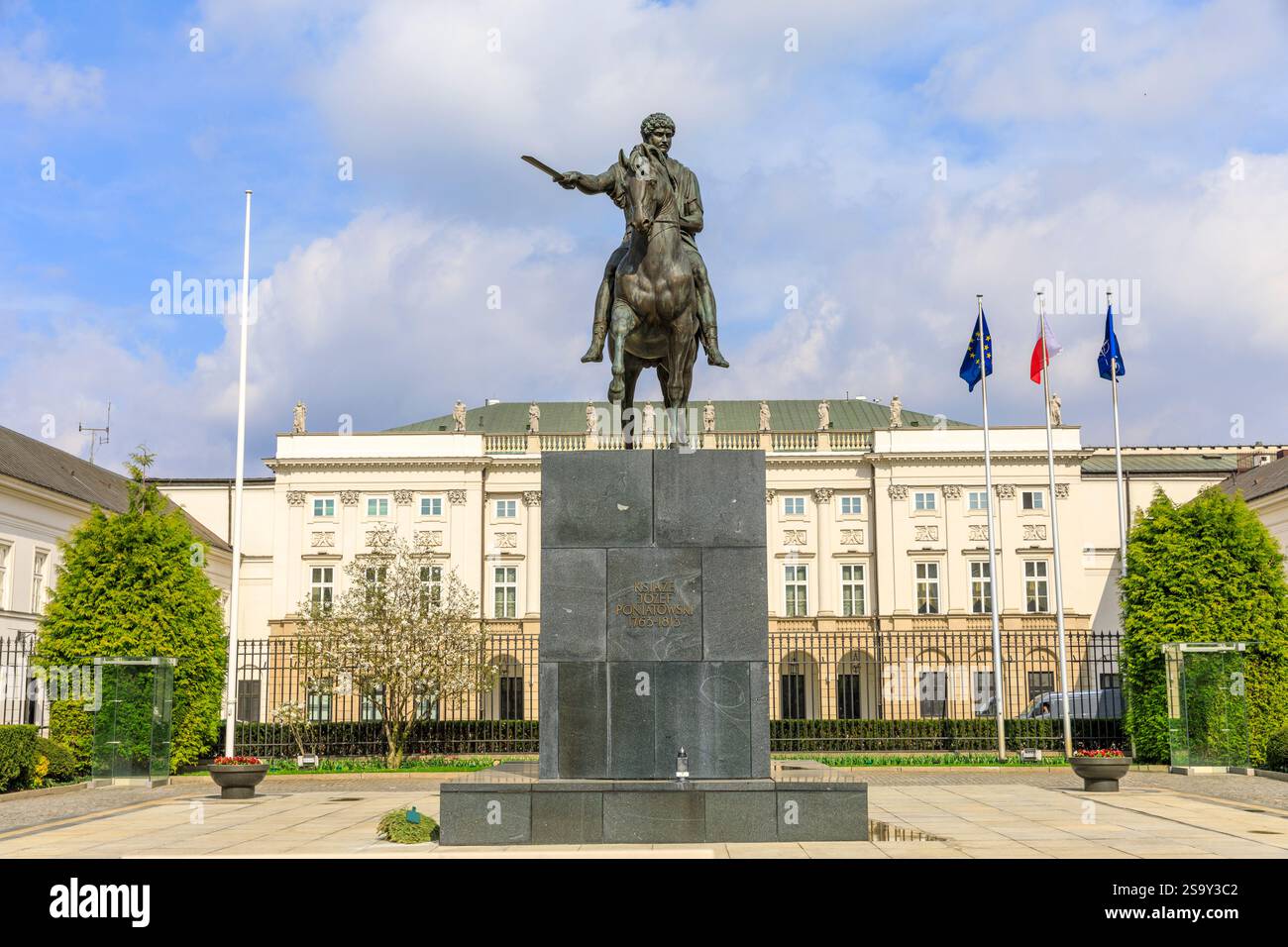 Poland, Warsaw. Statue of Prince Jozef Poniatowski in the courtyard of ...
