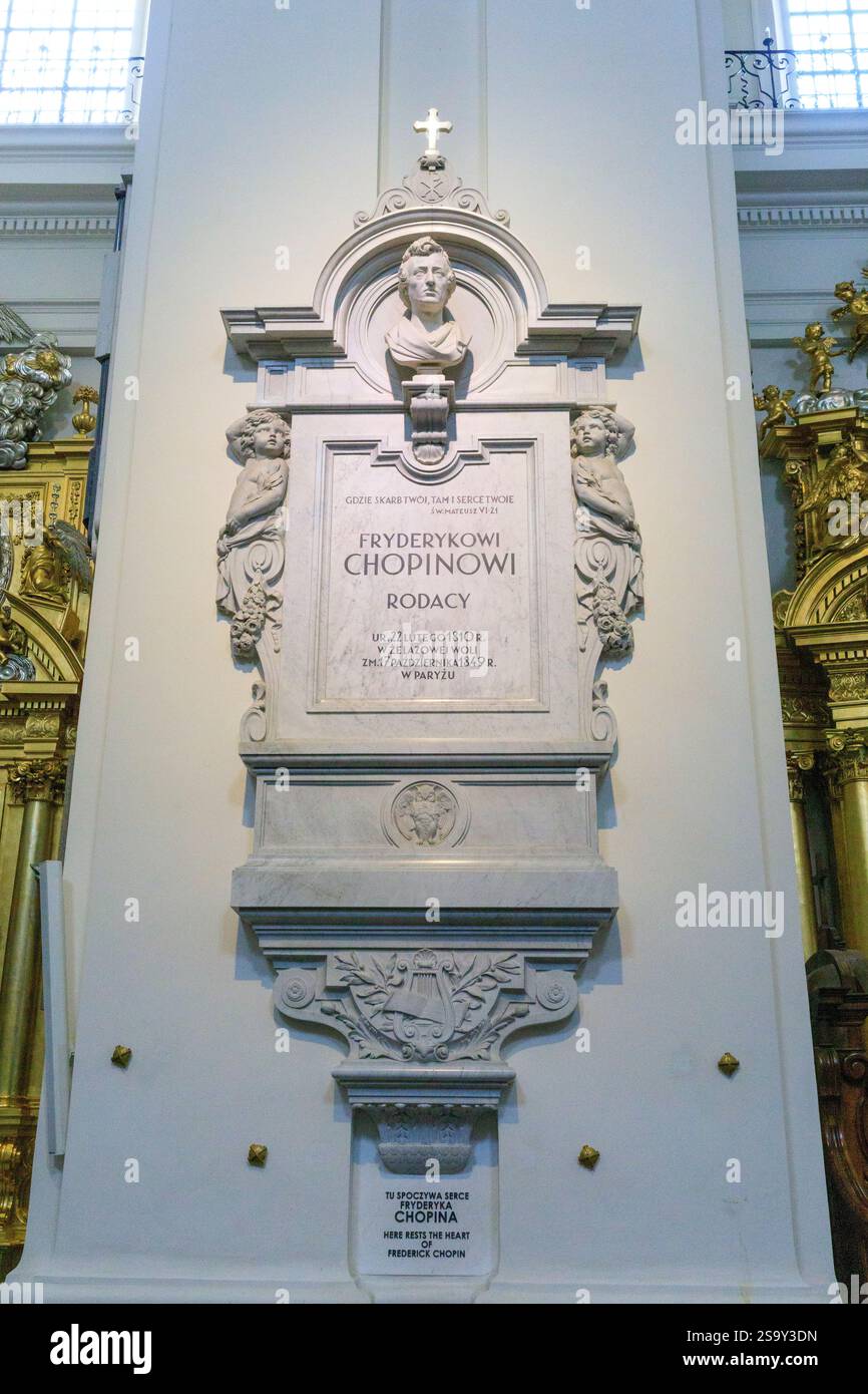 Poland, Warsaw. Chopin's actual heart is entombed at the base of this ...