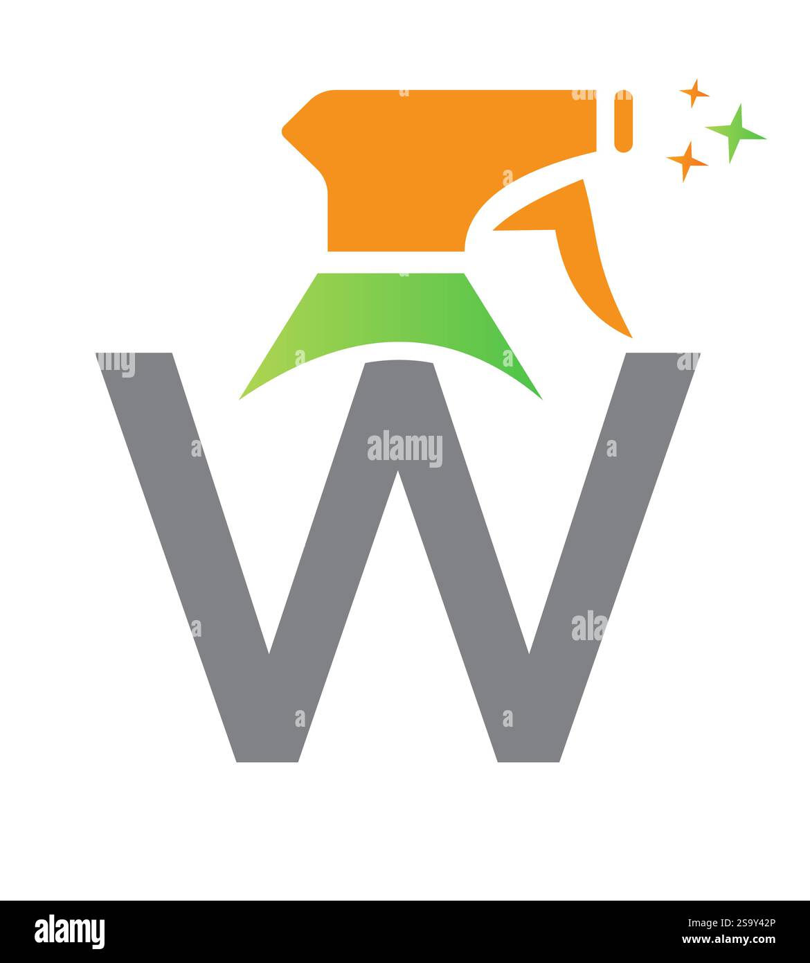 Initial Letter W House Cleaning Logo Concept With Hygiene Sprays Symbol ...