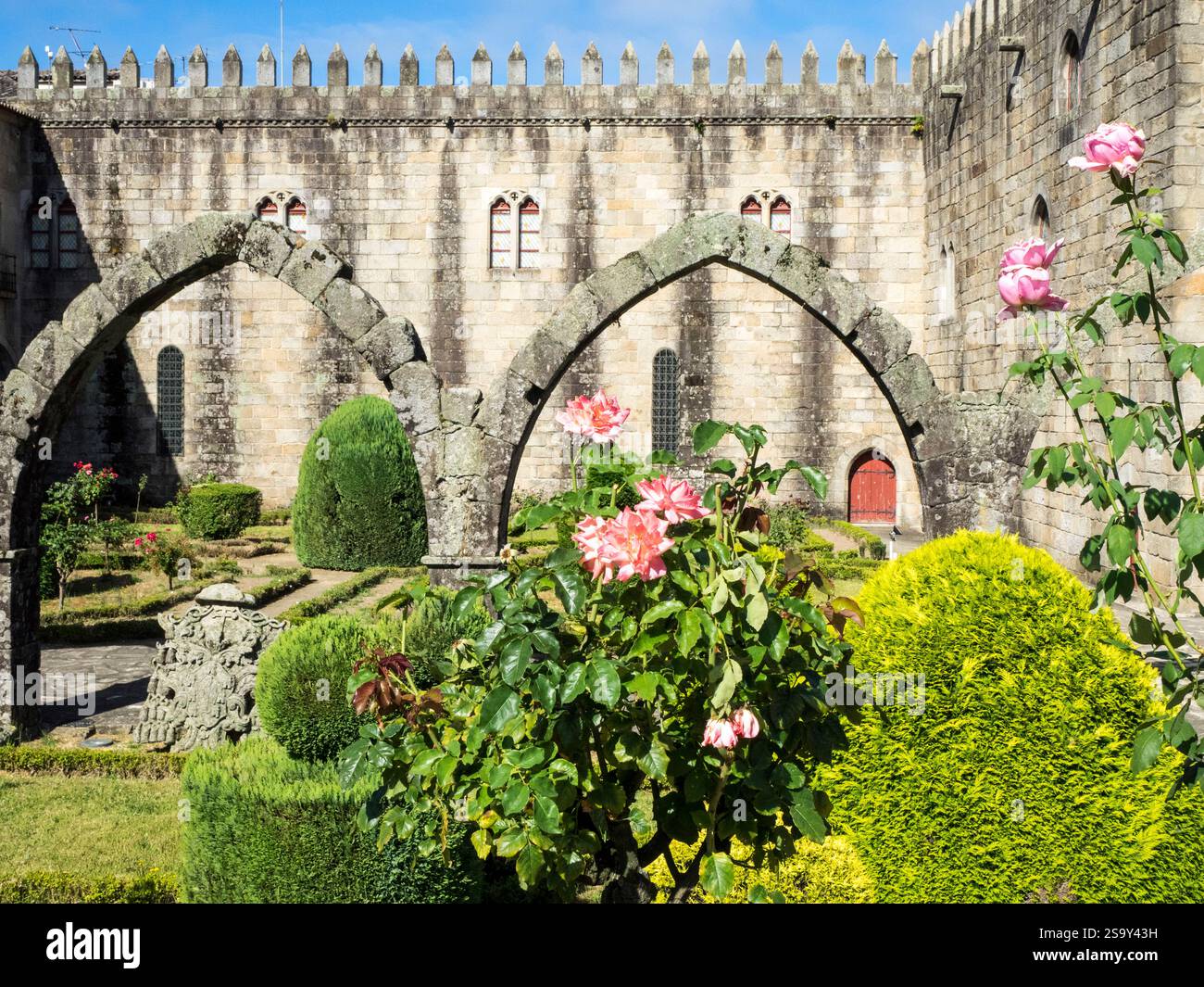 Santa Barbara garden with the medieval Episcopal Palace (old palace of ...