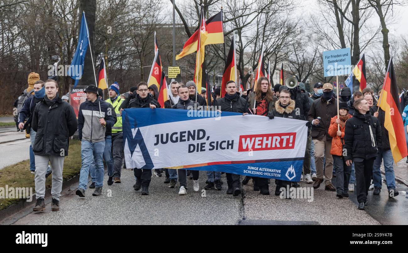 25 January 2025, Schleswig-Holstein, Neumünster: Members of the AfD ...