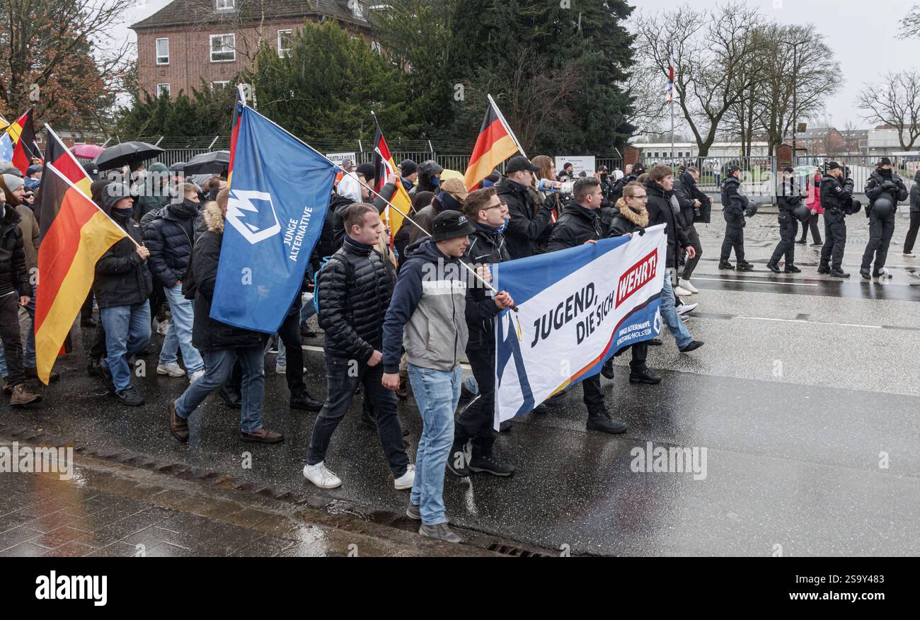 25 January 2025, Schleswig-Holstein, Neumünster: Members of the AfD ...