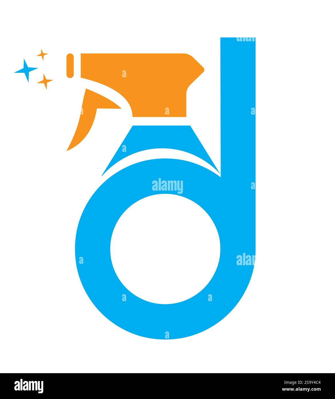 Initial Letter D House Cleaning Logo Concept With Hygiene Sprays Symbol ...