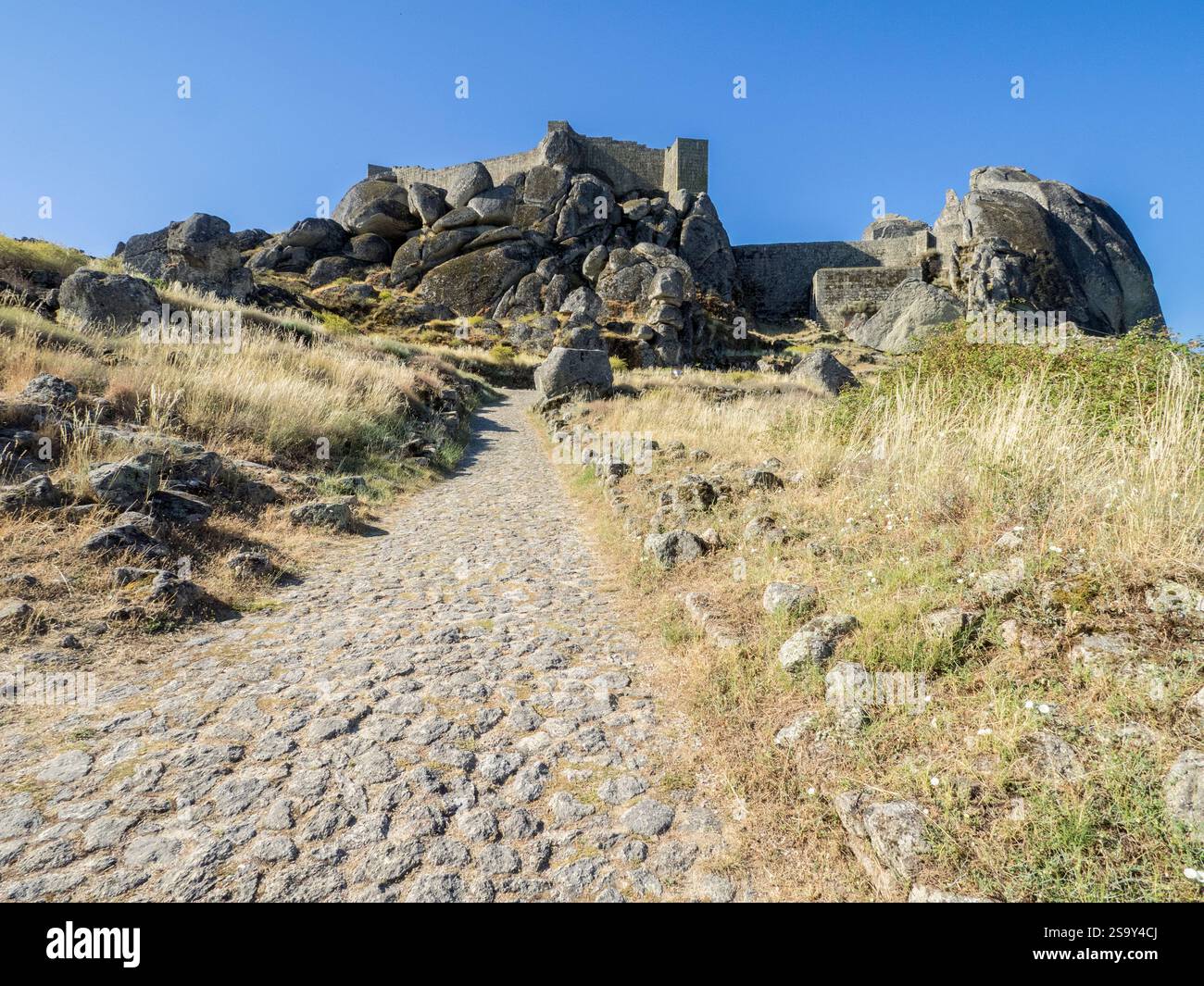 The trail leading up to the Monsanto Castle (Castelo de Monsanto) in ...