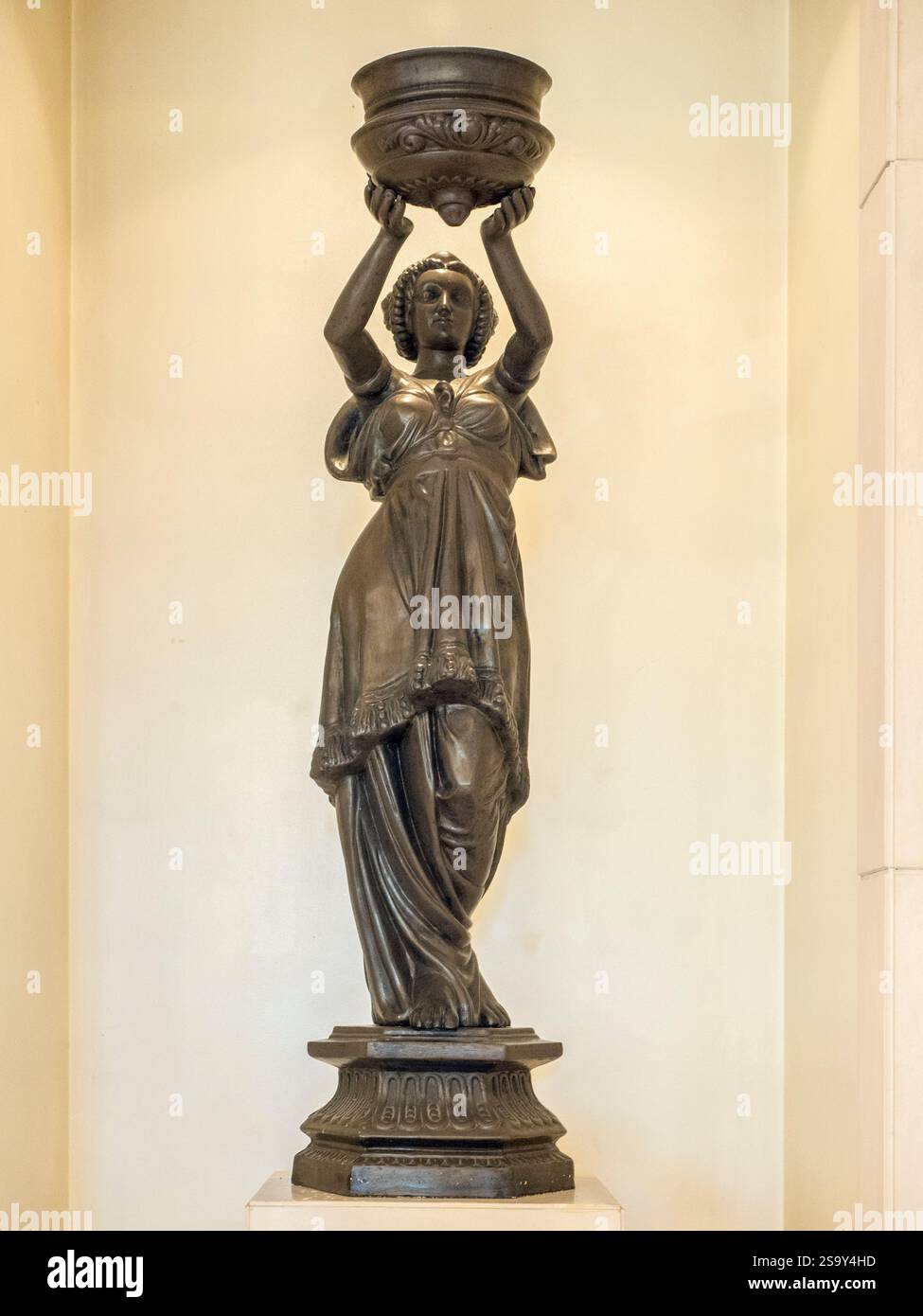 A bronze statue inside a hotel in the town of Tomar during the Festa ...