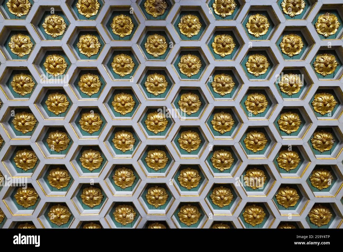 Lisbon, Portugal. Royal Palace. Detail honeycomb ceiling Stock Photo ...