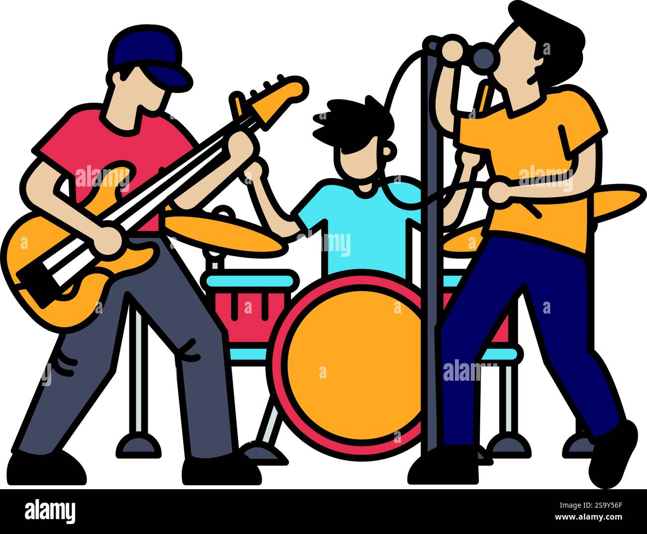 Three men sing Stock Vector Images - Alamy