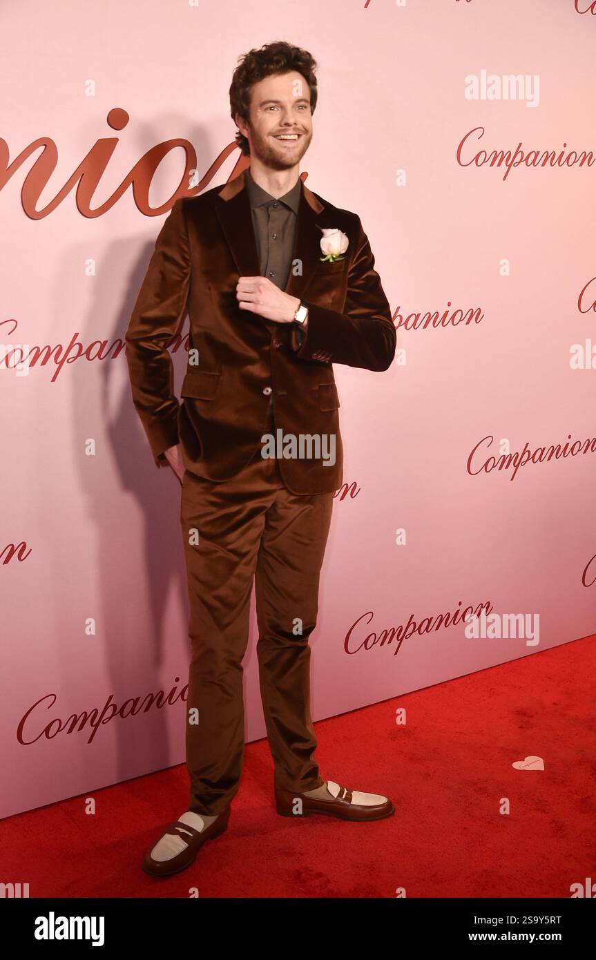 Jack Quaid arrives at the premiere of "Companion" on Monday, Jan. 27 ...