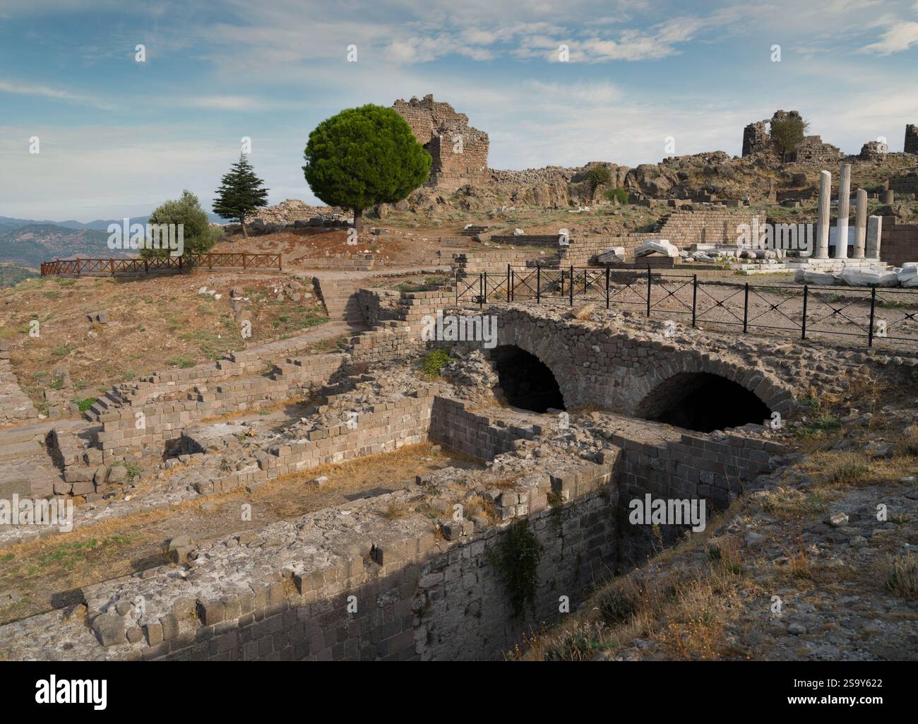 The temple of Athena in the ruins of Priene. Historical heritage of ...