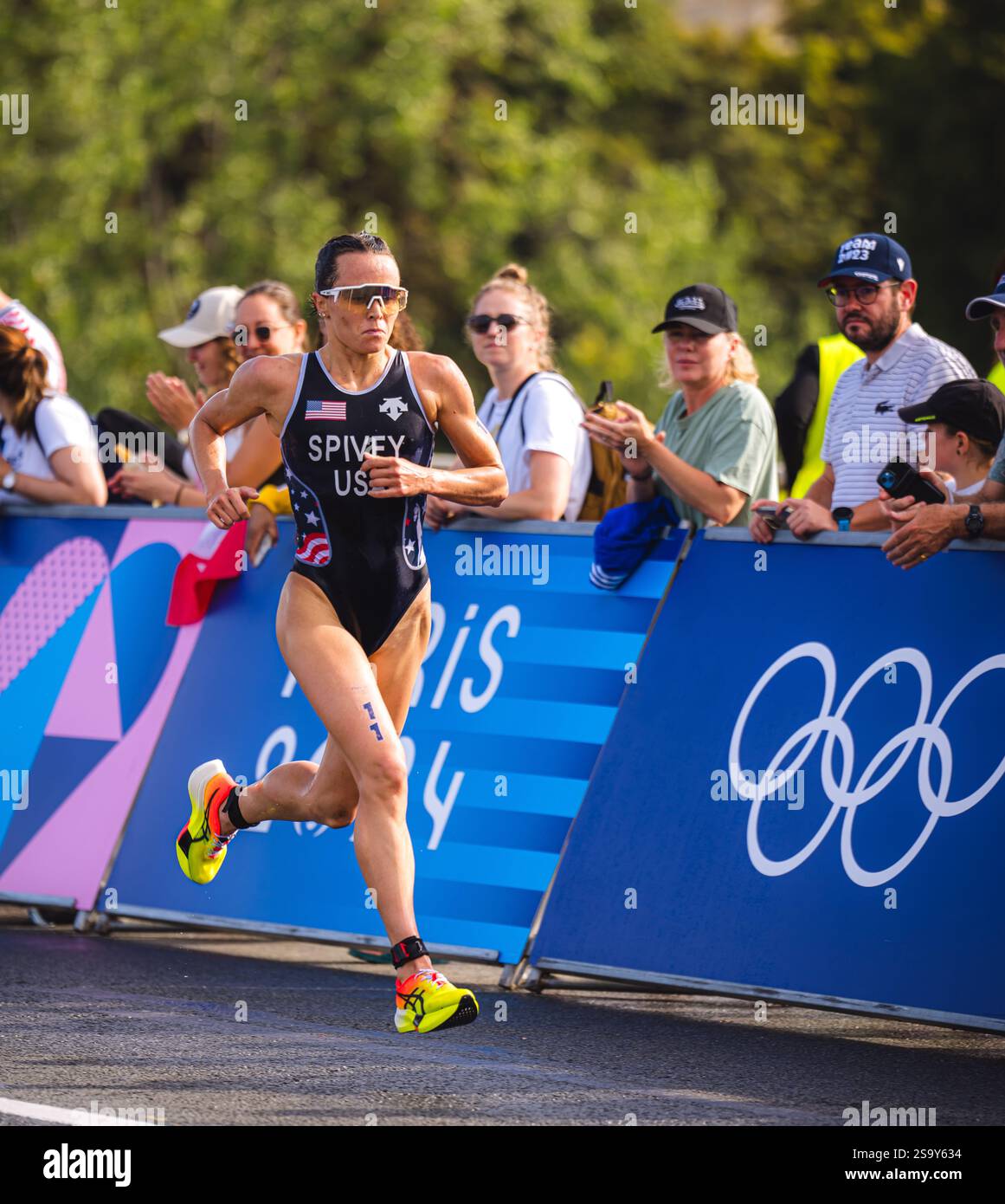 Taylor Spivey participating in the triathlon at the Paris 2024 Olympic ...