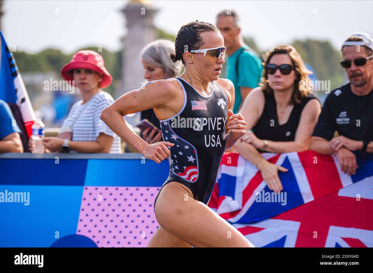 Taylor Spivey participating in the triathlon at the Paris 2024 Olympic ...