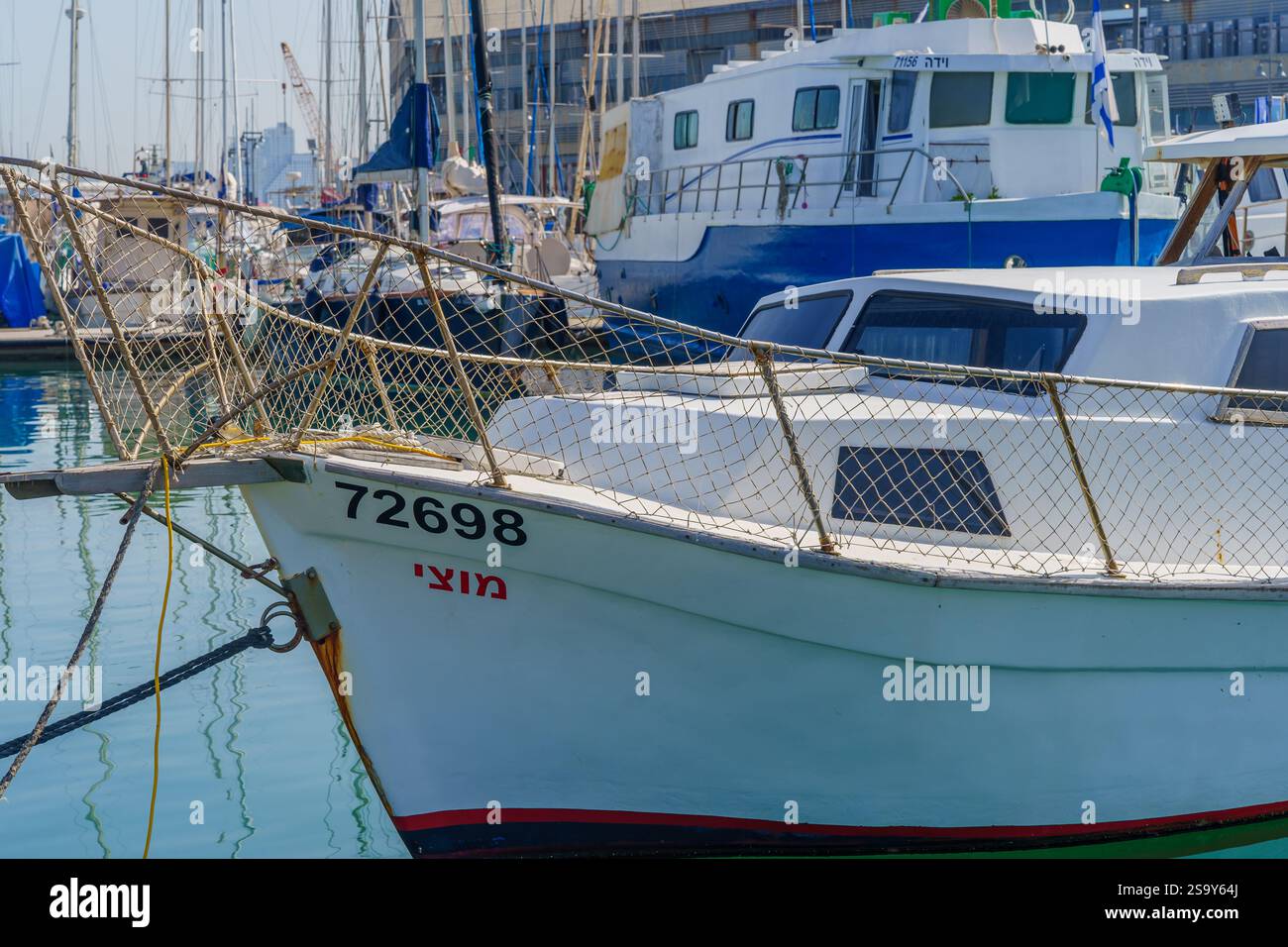 Jaffa, Israel - May 10, 2024: View of fishing boats in the historic ...