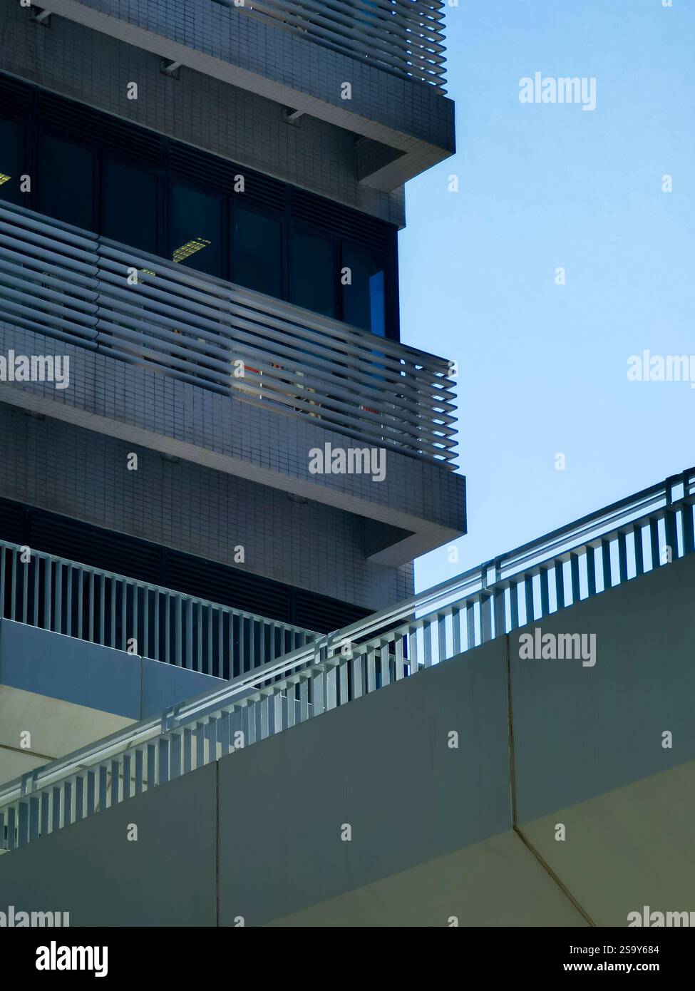Closed-up details of a Hong Kong building's exterior. Modern ...