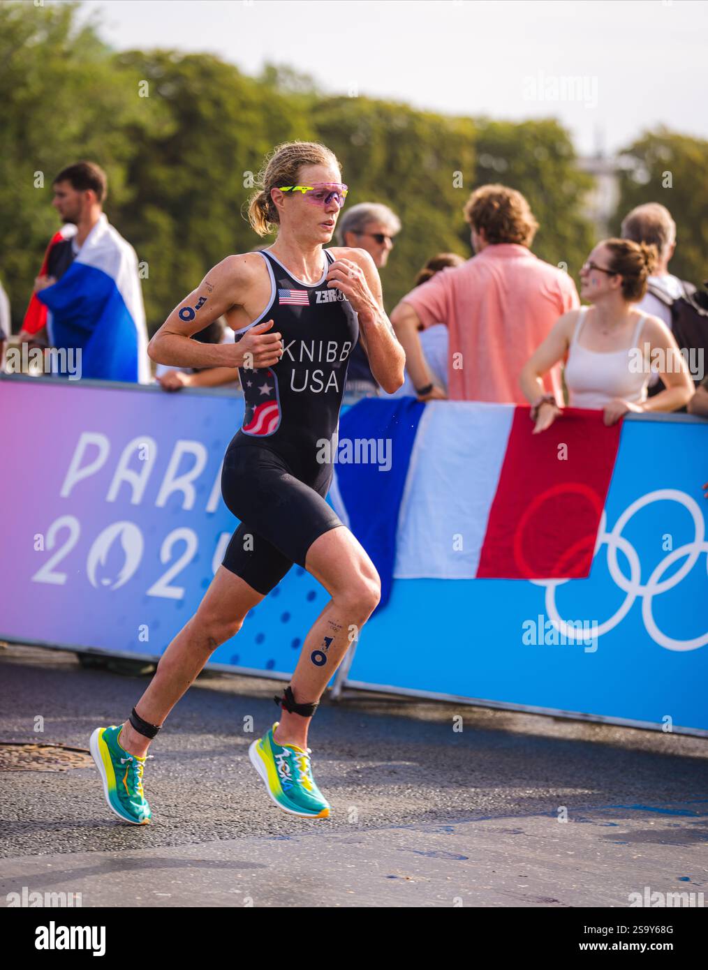 Taylor Knibb participating in the triathlon at the Paris 2024 Olympic ...