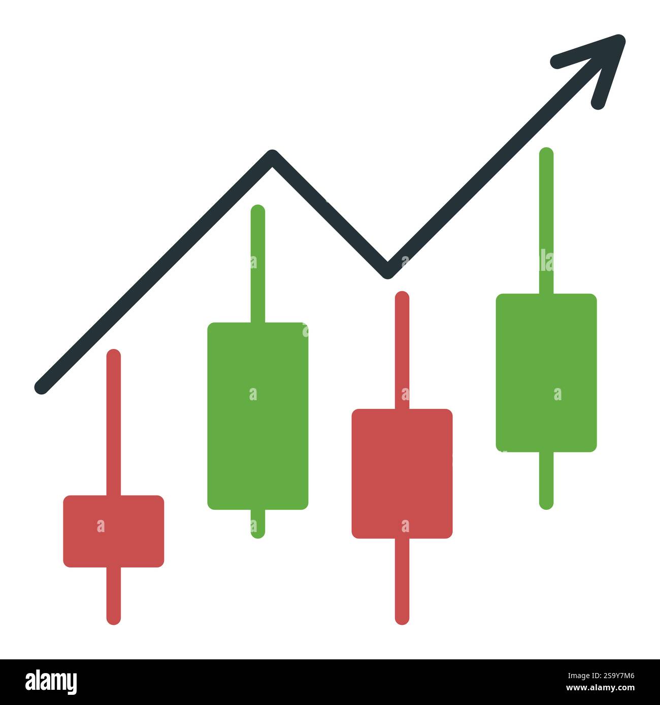 Candlestick Chart with Arrow vector Technical Analysis concept icon or symbol Stock Vector Image ...