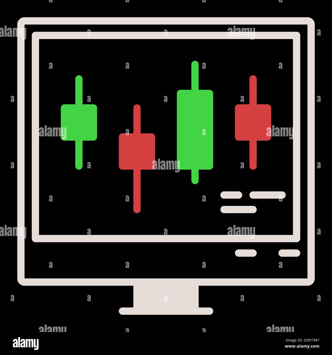 Candlestick Chart on PC Screen vector Crypto Investment concept colored icon or symbol Stock ...