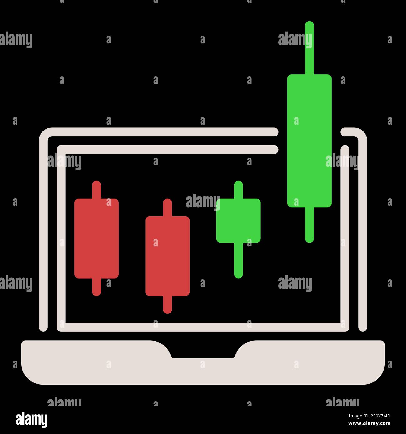 Candlestick Pattern on Laptop Screen vector Margin Trading concept ...