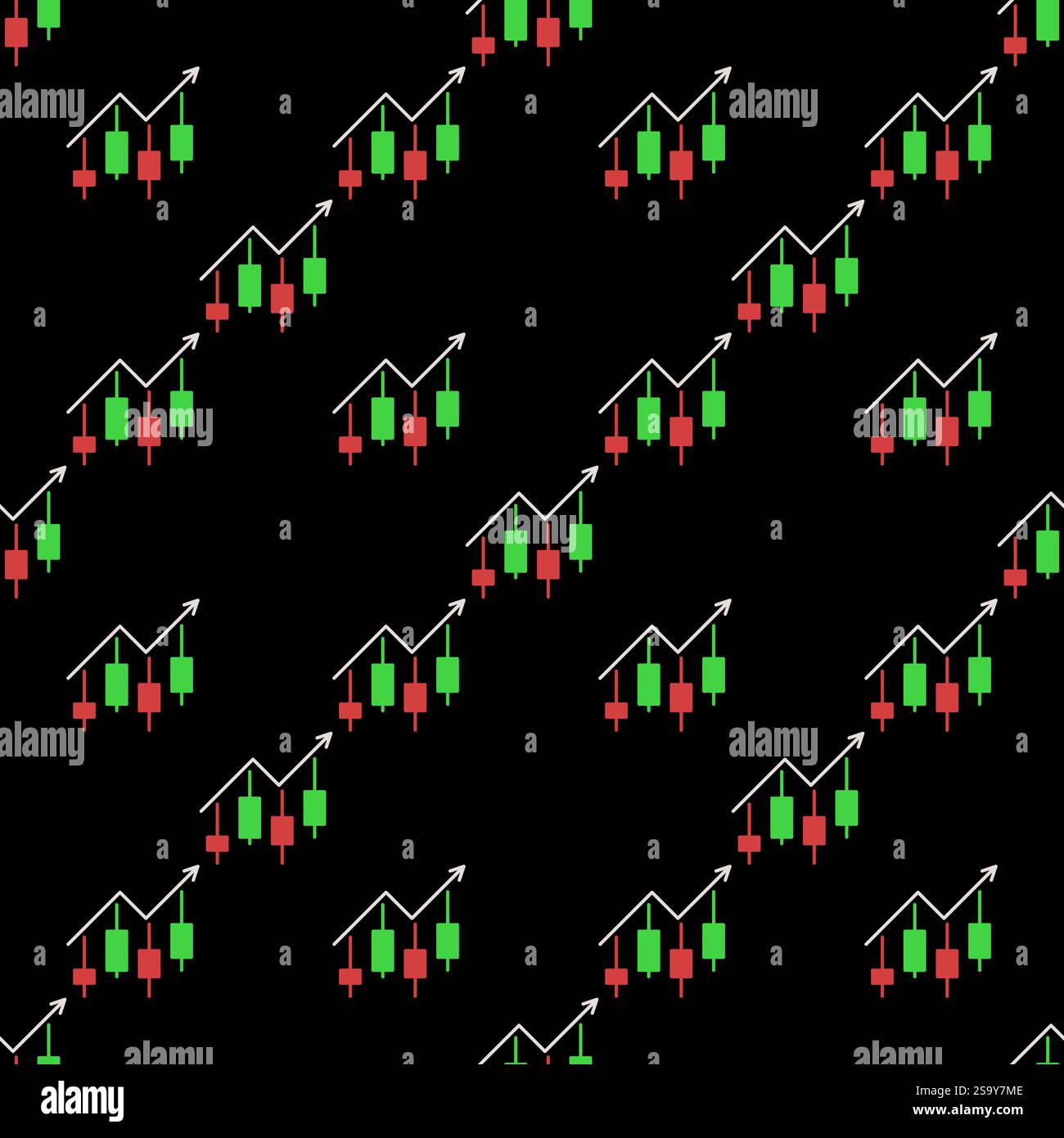 Arrow with Candlestick Chart vector Technical Analysis concept colored seamless pattern Stock ...