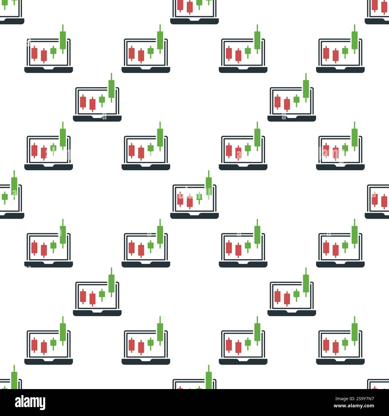 Laptop Screen with Candlestick Pattern vector Margin Trading concept ...