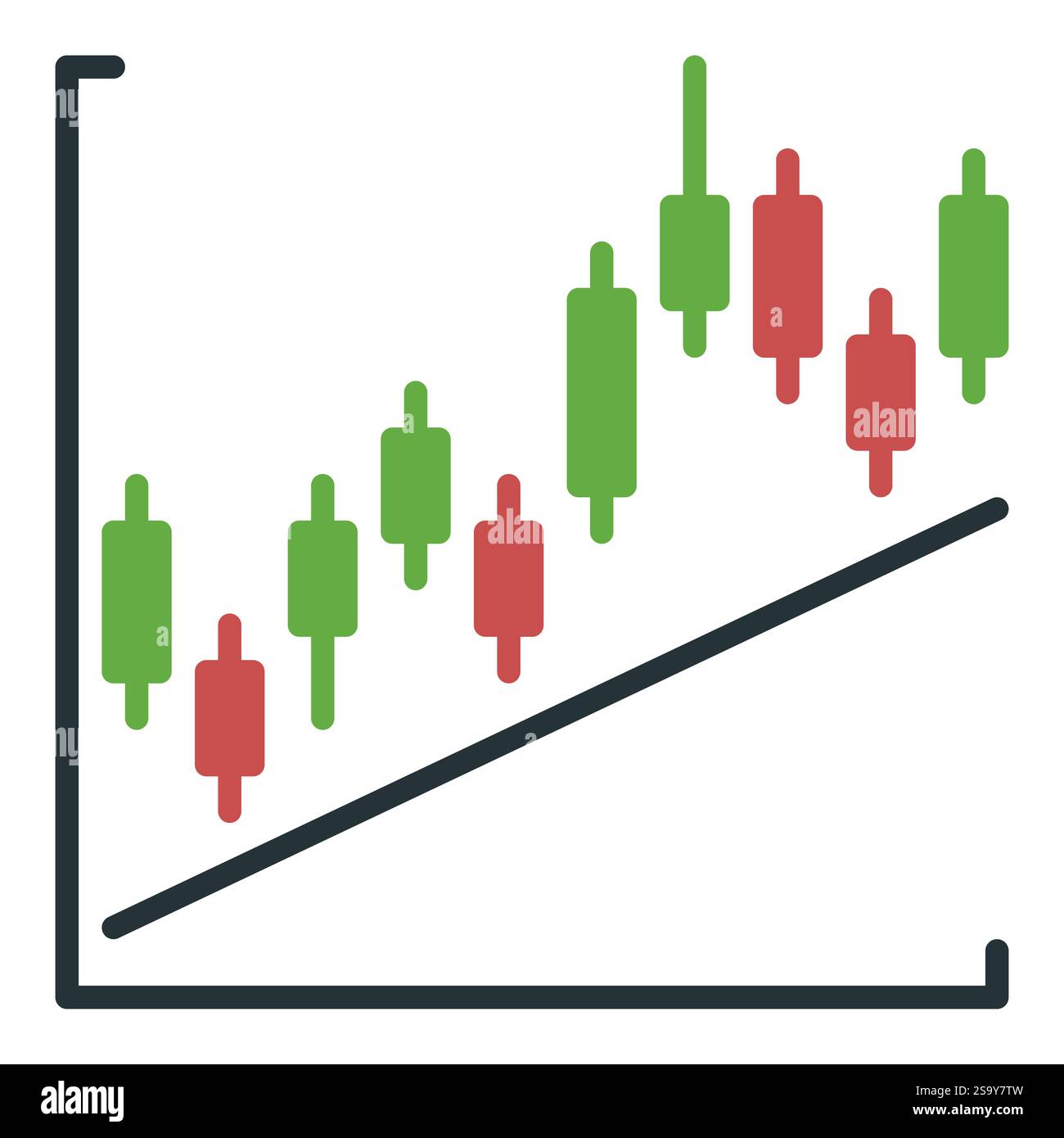 Trend and Candlestick Chart vector Crypto Investment concept icon or ...