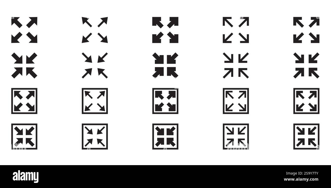 Full screen and exit full screen icon set Stock Vector Image & Art - Alamy