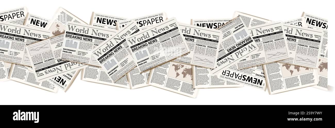 Pile of newspapers on white background. Stack of newspapers. Paper ...