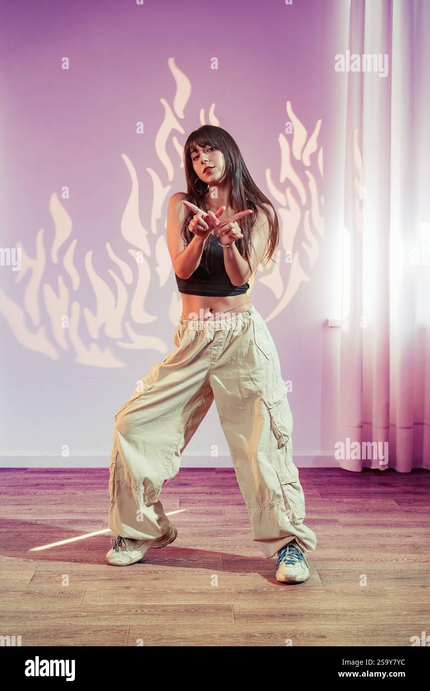 Dynamic dance performance with expressive movements in an artistic ...