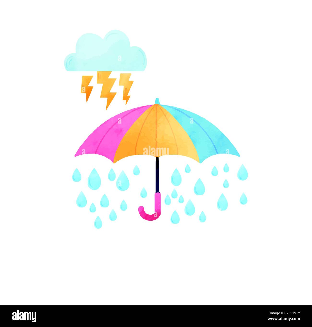 Watercolor Weather vector, Weather Forecast Watercolor vector ...