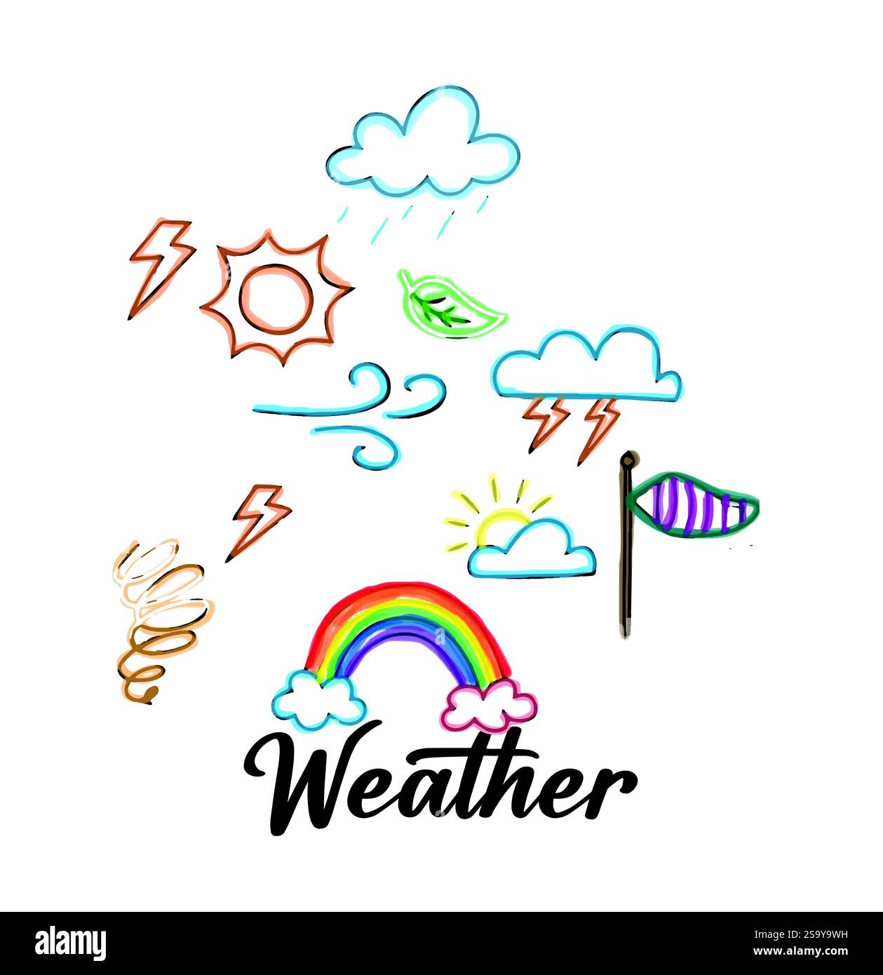 Watercolor Weather vector, Weather Forecast Watercolor vector ...