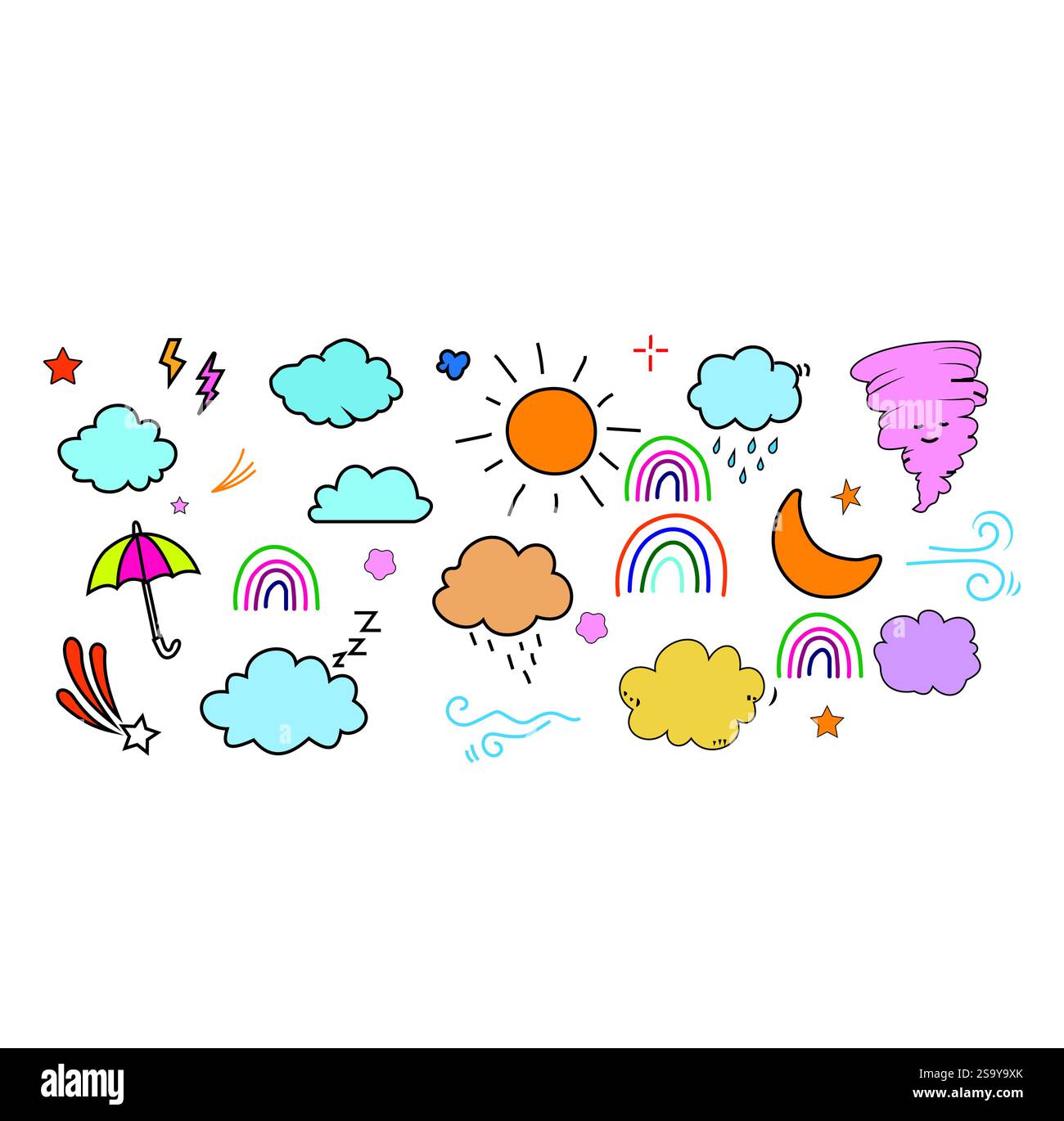 Watercolor Weather vector, Weather Forecast Watercolor vector ...