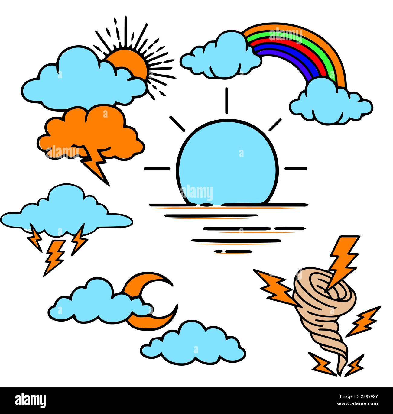 Watercolor Weather vector, Weather Forecast Watercolor vector ...