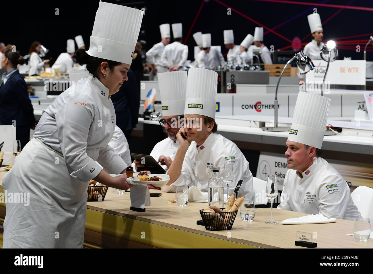 Lyon, France. 27th Jan, 2025. A jury with several chefs participates in ...