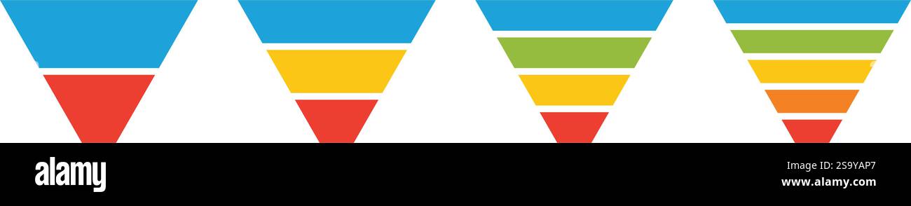 Sale marketing funnels set. Business pyramid template with steps ...
