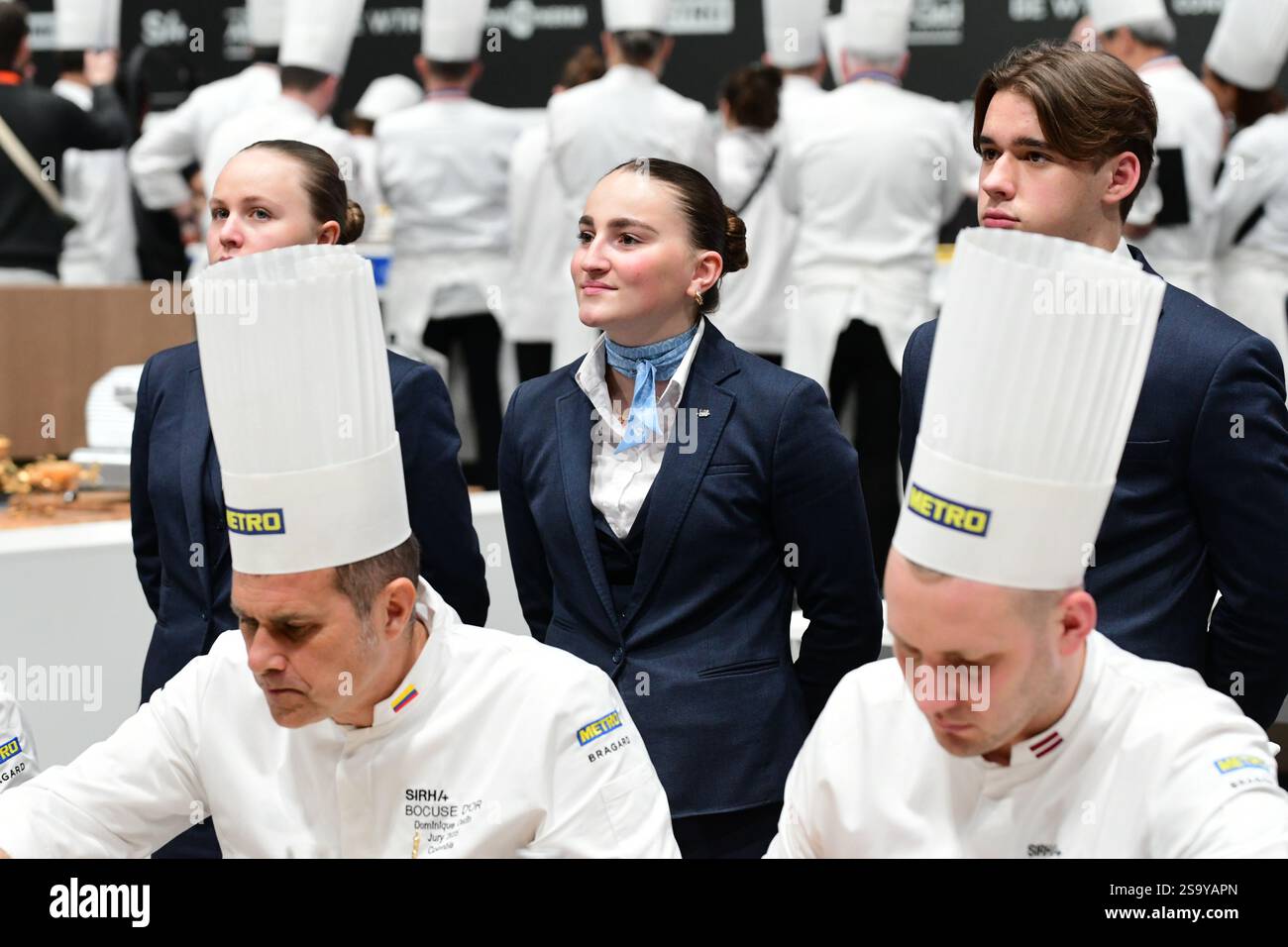 Lyon, France. 27th Jan, 2025. A jury with several chefs participates in ...