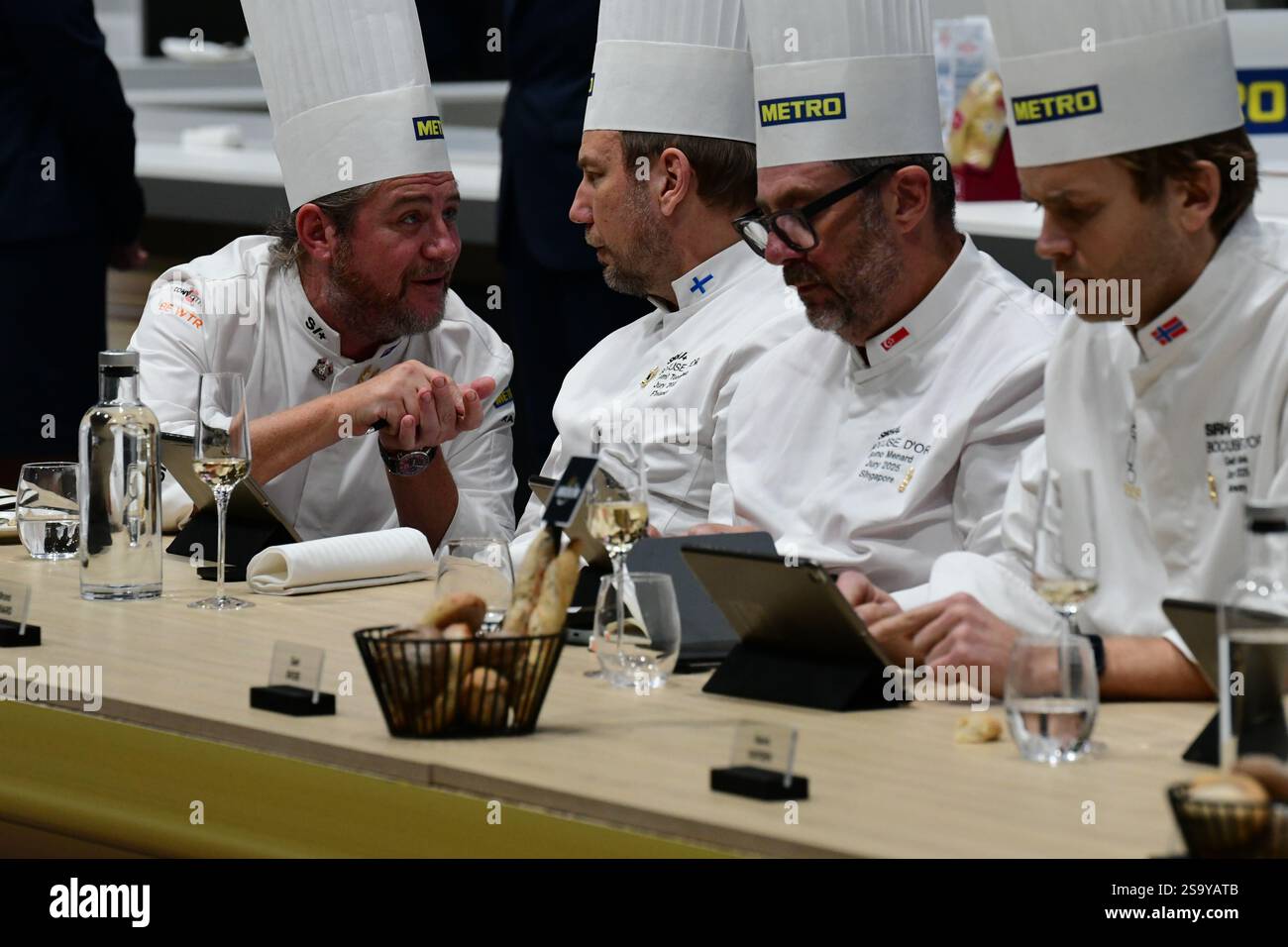 Lyon, France. 27th Jan, 2025. A jury with several chefs participates in ...
