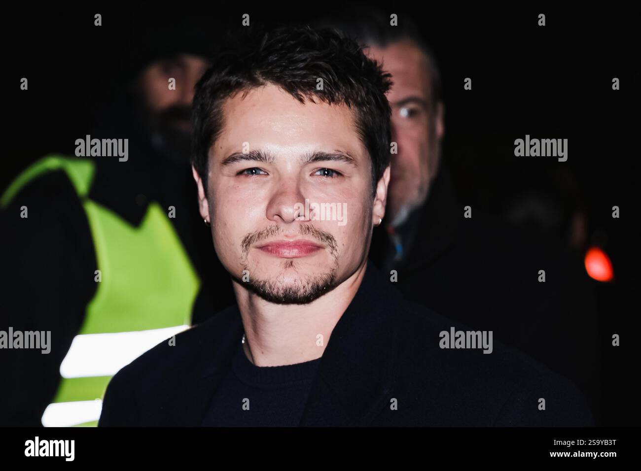 Milan, Italy. 18th Jan, 2025. Toby Wallace attends the Emporio Armani Fashion Show during the ...