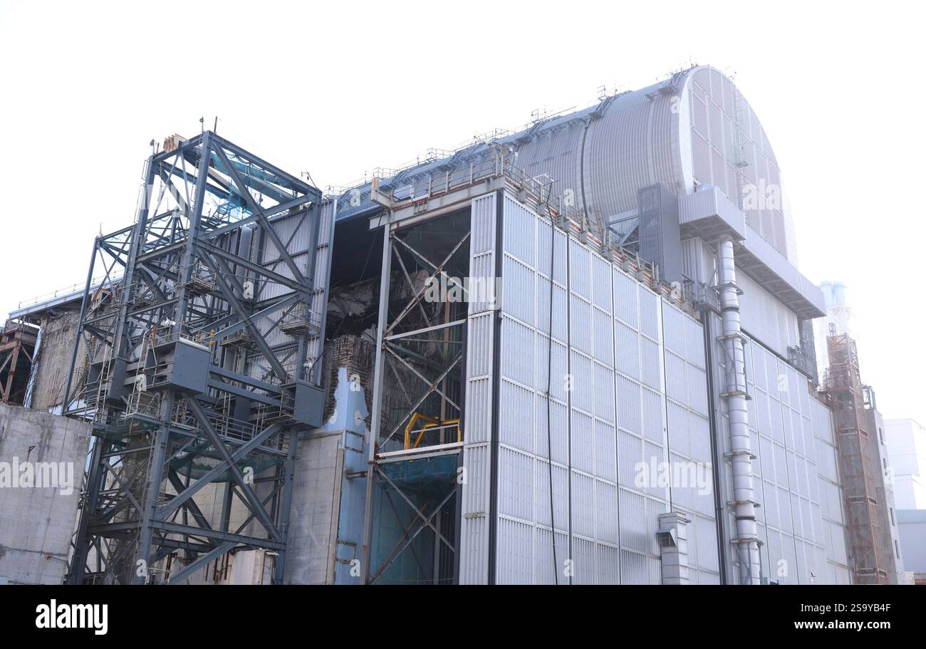 A photo shows the Fukushima Daiichi Nuclear Power Plant Unit 3, where ...