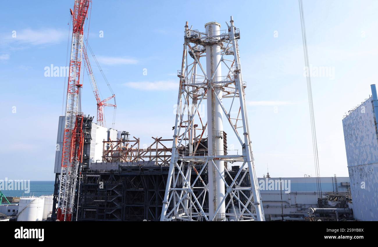 A photo shows the Fukushima Daiichi Nuclear Power Plant Unit 1, where a ...