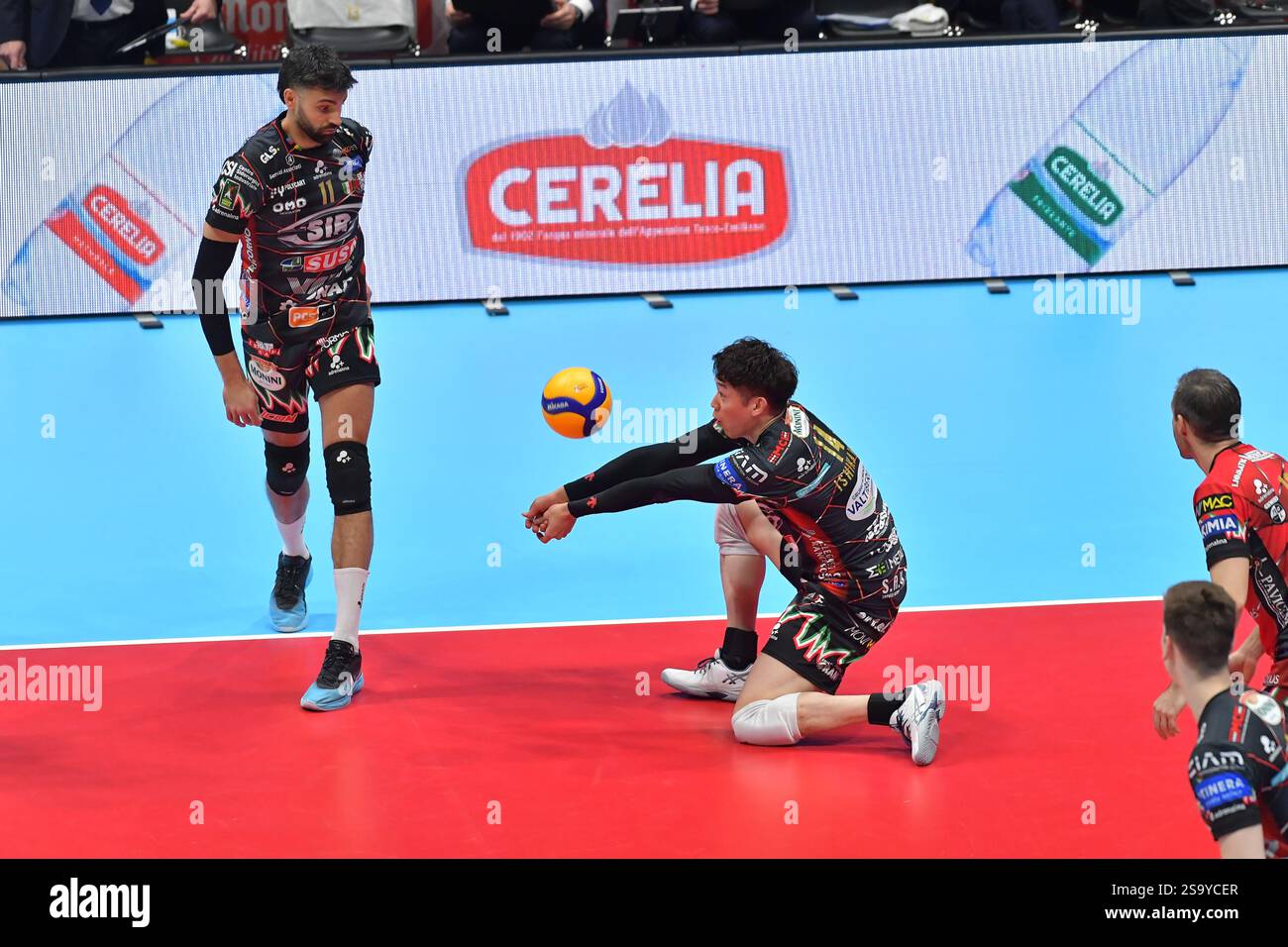 Yuki ISHIKAWA receives the ball during Sir Susa Vim PERUGIA vs Rana VERONA, semifinal of Italy ...