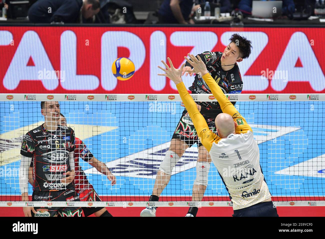Yuki ISHIKAWA, in attack during Sir Susa Vim PERUGIA vs Rana VERONA, semifinal of Italy Cup 2025 ...