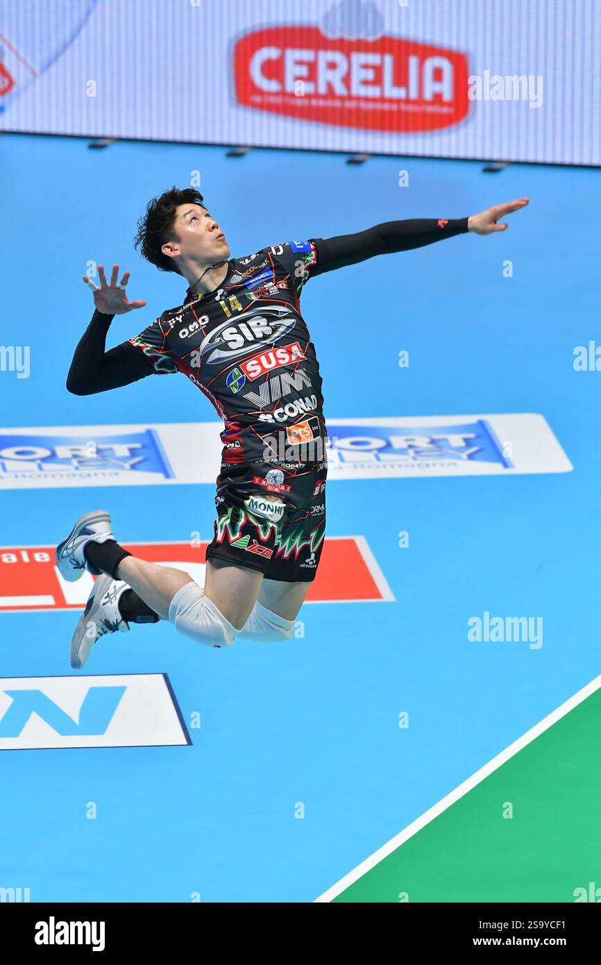 Yuki ISHIKAWA serving during Sir Susa Vim PERUGIA vs Rana VERONA ...