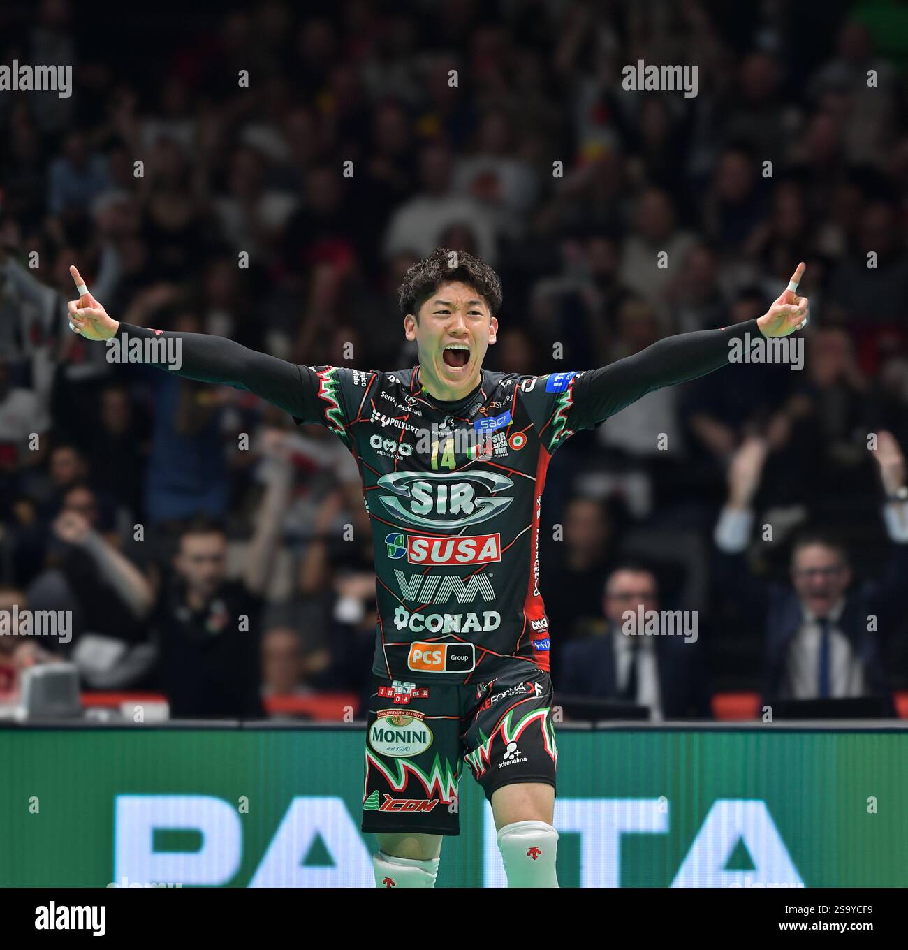 Yuki ISHIKAWA celebrates a point during Sir Susa Vim PERUGIA vs Rana ...