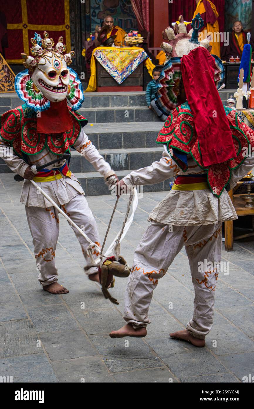 Skeleton Cham Dancers perfrom Thur-Dhag, the Dance of Liberation of ...