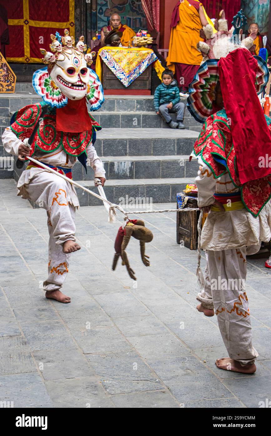 Skeleton Cham Dancers perfrom Thur-Dhag, the Dance of Liberation of ...