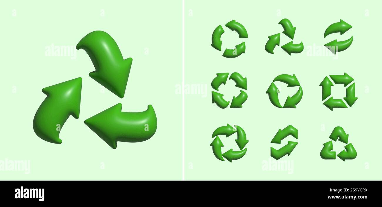 Recycling symbols with curved arrows. Environmental sustainability ...