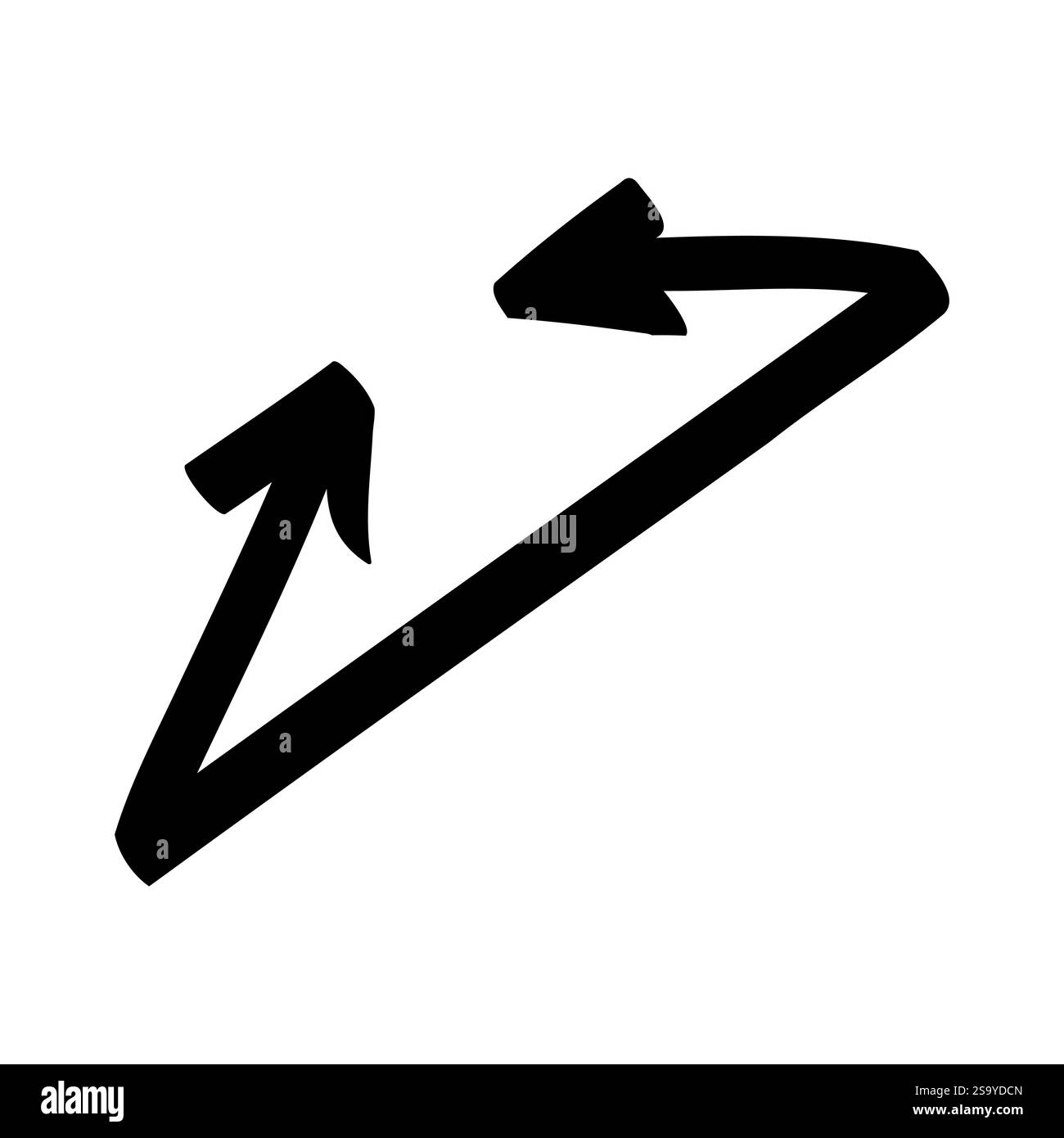 Hand drawn vector doodle double arrow in a triangle shape isolated on a ...
