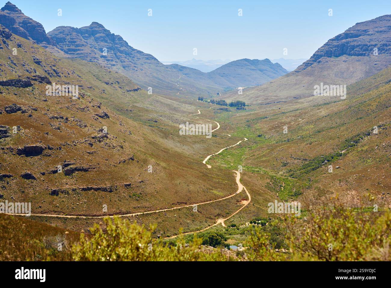 Travel, mountain and scenery of nature, sky and location with peace for ...
