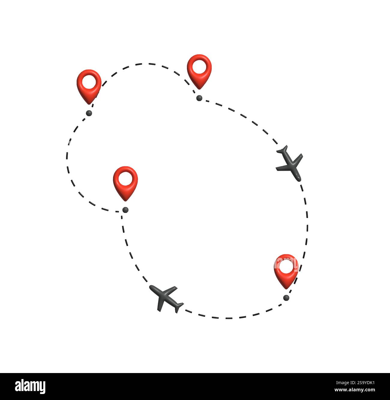 Airplanes flying along circular dashed flight path with multiple ... Airplanes flying along circular dashed flight path with multiple ...